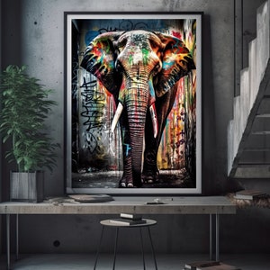 Elephant Graffiti Wall Art Printable Digital Colorful - Etsy