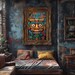 Aztec Face Graffiti Wall Art, Digital Download, Aztec Mythology Wall ...