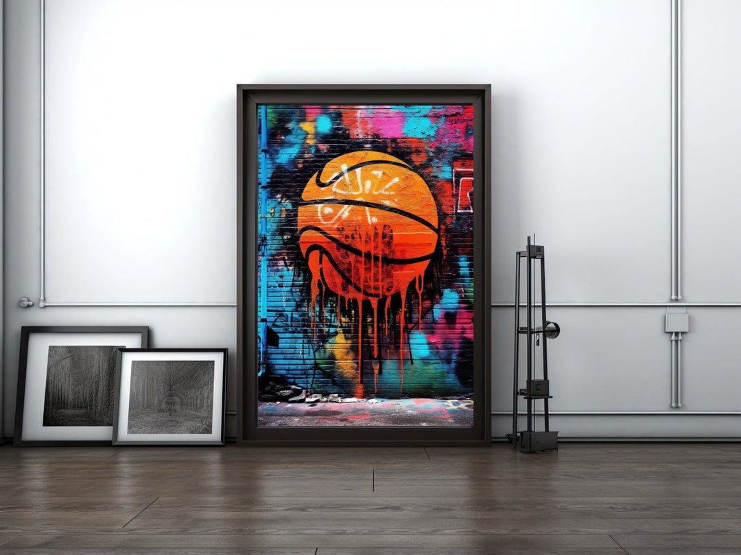 Basketball Graffiti Wall Art, Colorful Sports Ball Graffiti Print ...