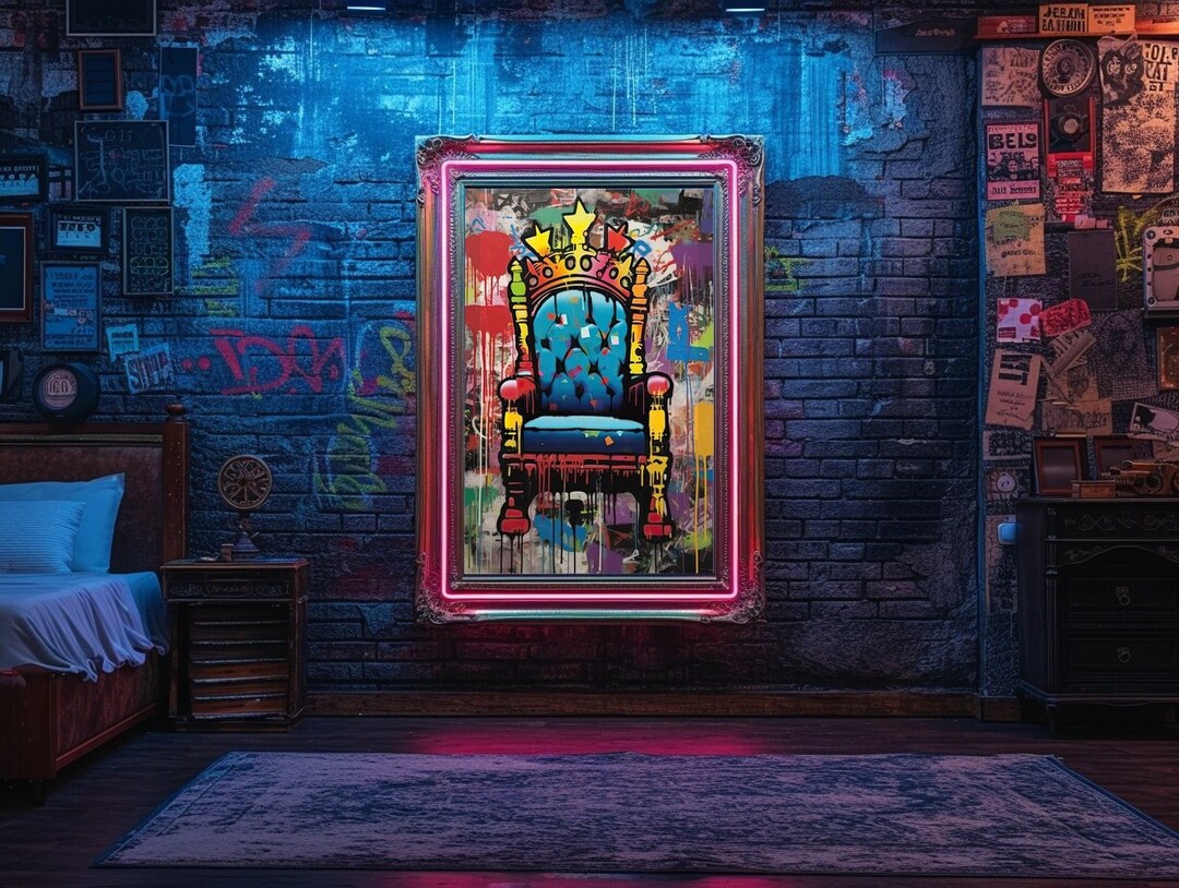Royal Throne Graffiti Wall Art, Throne Chair Art Print, Modern, Urban ...
