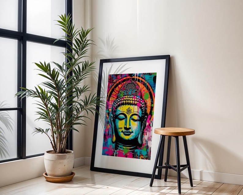 Buddha Graffiti Wall Art, Digital Download, Abstract Colorful Buddha ...