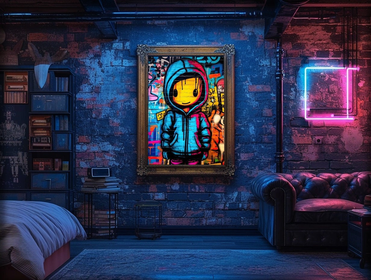 Hacker Girl Graffiti Wall Art, Digital Print, Colorful Coder Girl Wall ...