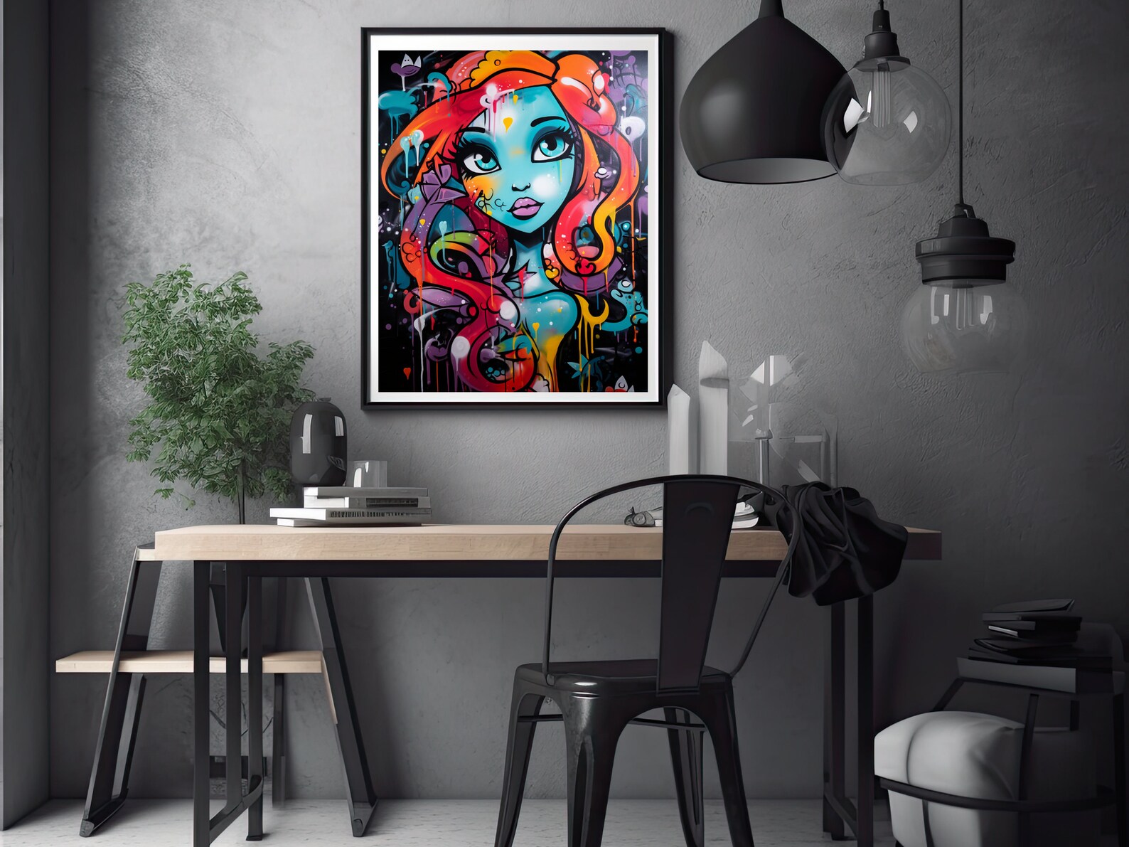 Mermaid Graffiti Wall Art Digital Download Colorful Fantasy - Etsy