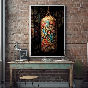 Boxing Graffiti Wall Art, Punching Bag Graffiti Print Modern, Urban ...