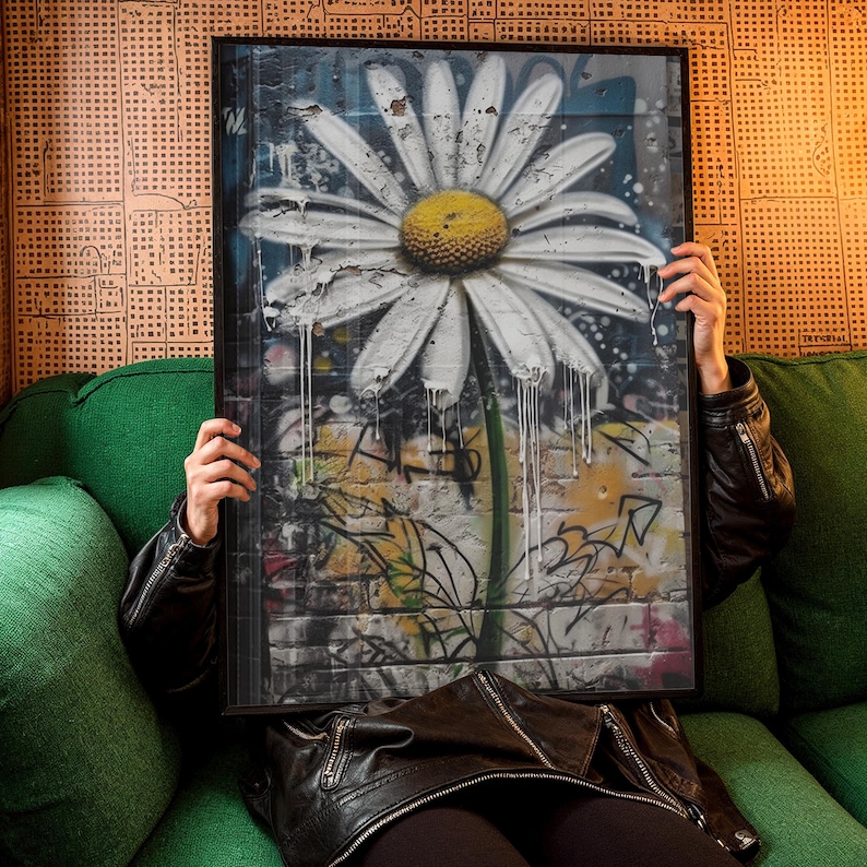 Daisy Flower Graffiti Wall Art, Street Graffiti, Digital Art, Daisy ...