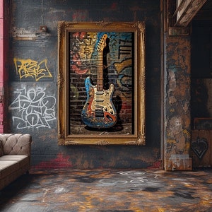 Guitar Graffiti Wall Art, Digital Download Print, Music Room Decor ...