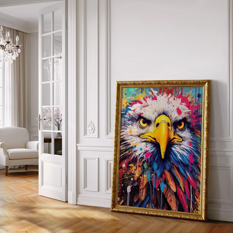American Bald Eagle Graffiti Wall Art, Fierce Bald Eagle Graffiti Print ...