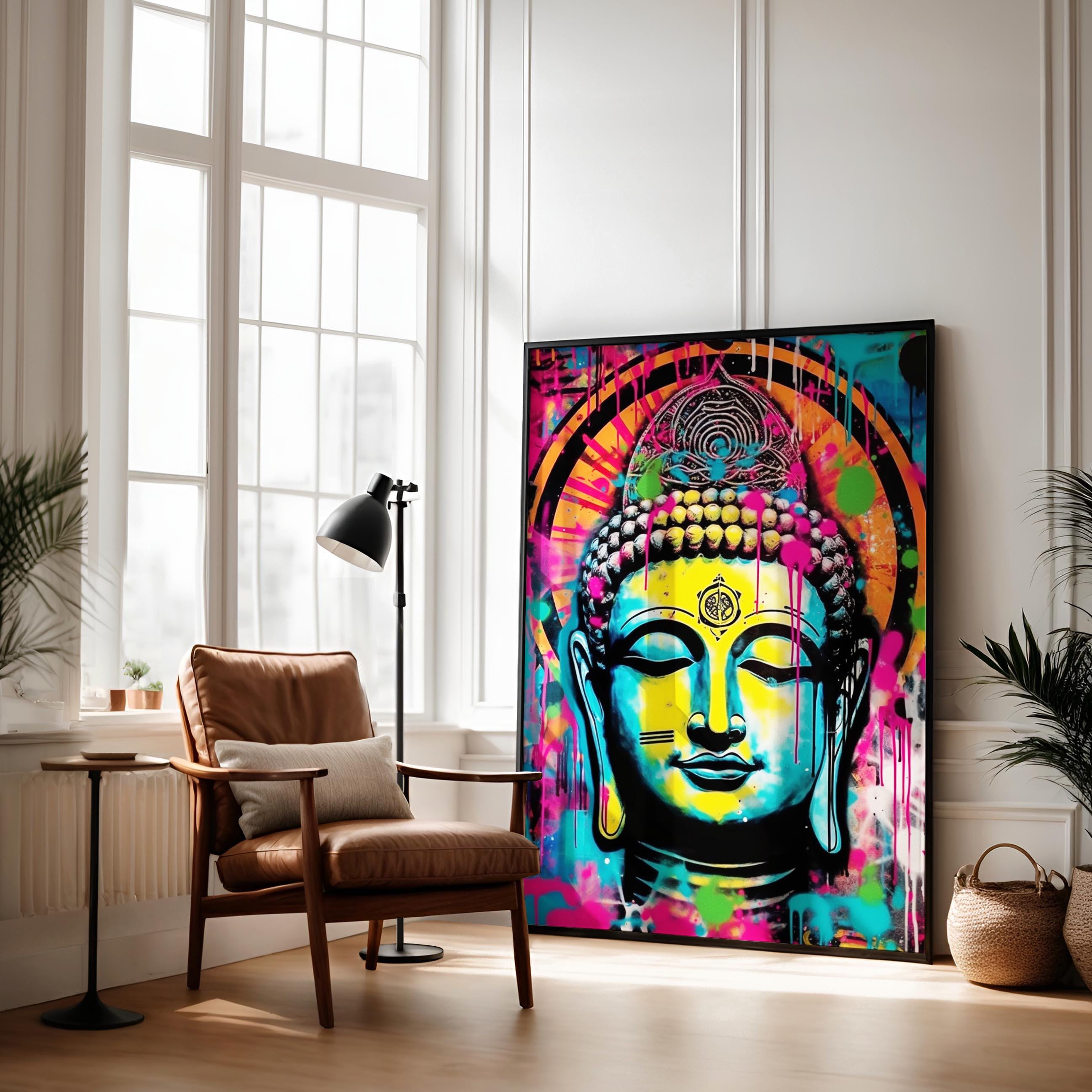Buddha Graffiti Wall Art, Digital Download, Abstract Colorful Buddha ...