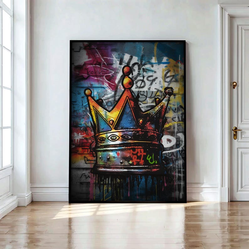 King Crown Graffiti Wall Art, Crown Graffiti Print, Modern, Urban ...