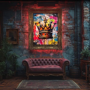 Crown Graffiti Wall Art, Digital Download, Abstract Royal Crown ...