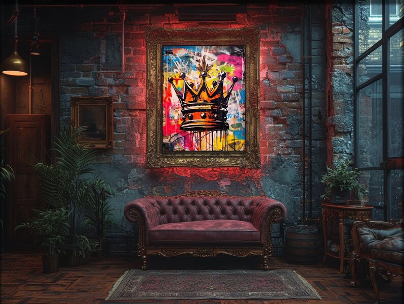 Crown Graffiti Wall Art, Digital Download, Abstract Royal Crown ...
