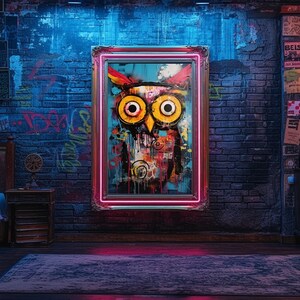 Colorful Owl Graffiti Wall Art, Digital Download, Abstract Owl Art ...