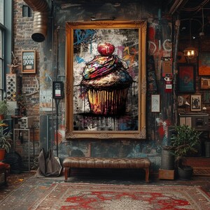 Digital Graffiti Cupcake Art, Vibrant Urban Kitchen Decor, Street Pop ...