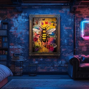 Graffiti Wall Set, Set of 3 Prints, Bee, Honeycomb, Honey Jar, Bold ...