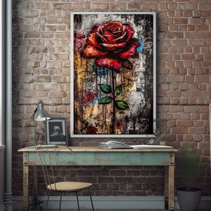 Red Rose Graffiti Wall Art Digital Download Colorful Rose - Etsy