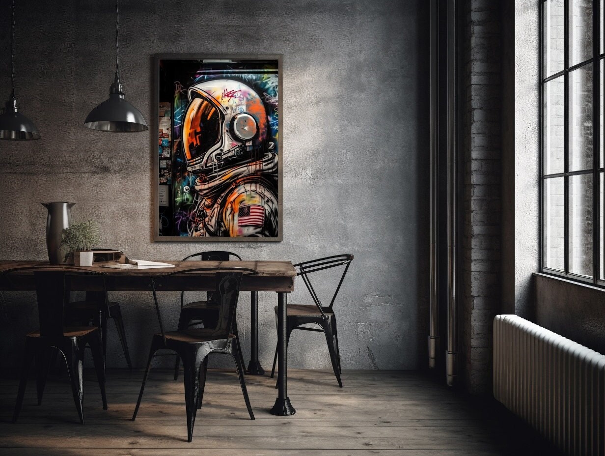 Astronaut Graffiti Wall Art Astronaut Digital Print Space - Etsy