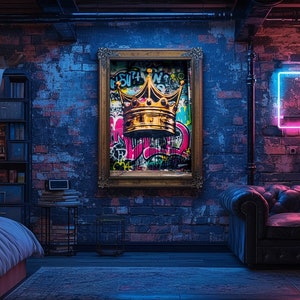 Crown Graffiti Wall Art, Street Graffiti, Digital Art, Royal Crown Wall ...