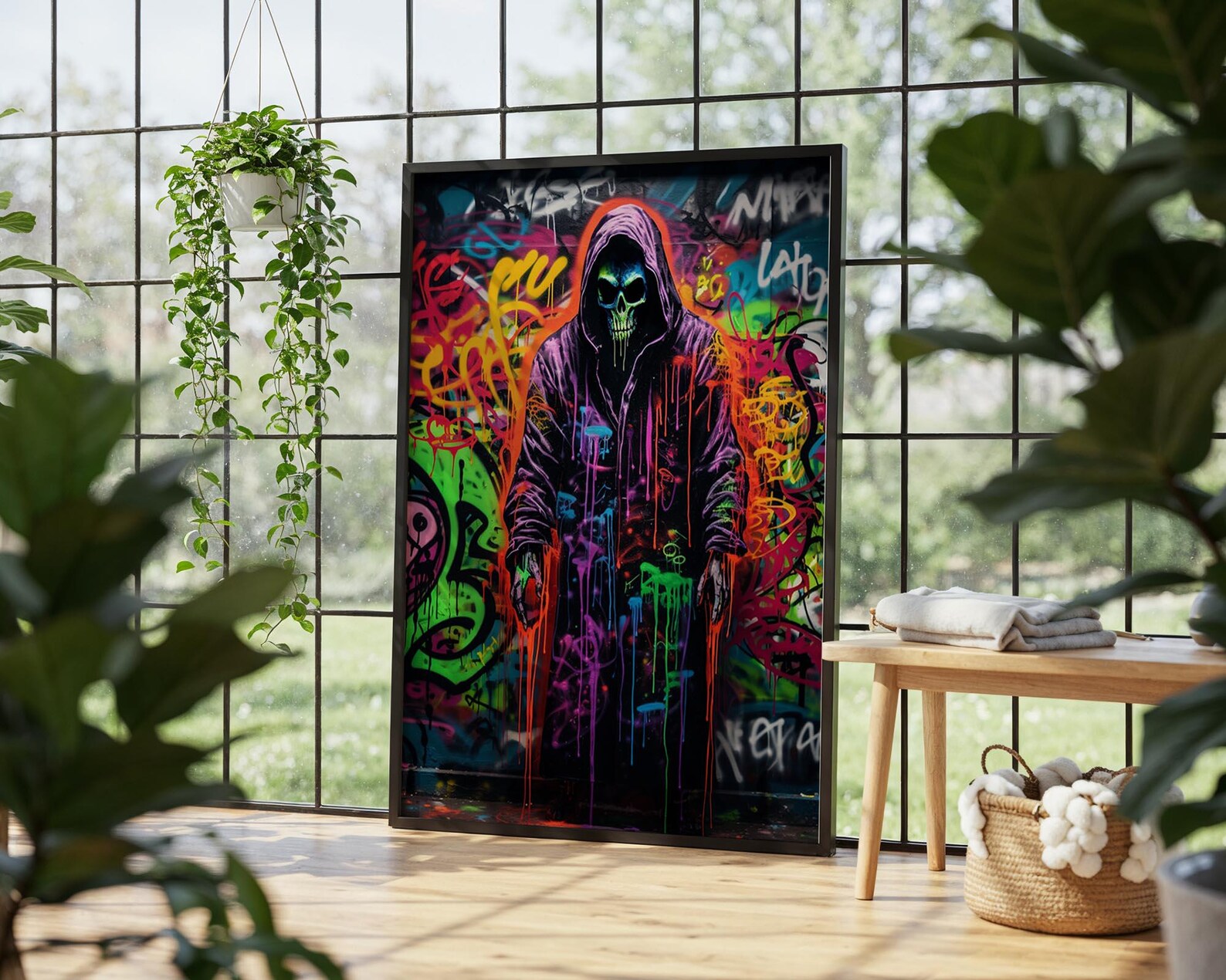 Grim Reaper Graffiti Wall Art, Digital Download Print, Spooky Colorful ...