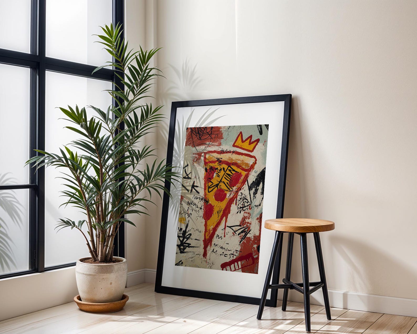 Pizza Slice Graffiti Art Print, Urban Neo-expressionist Style Food ...