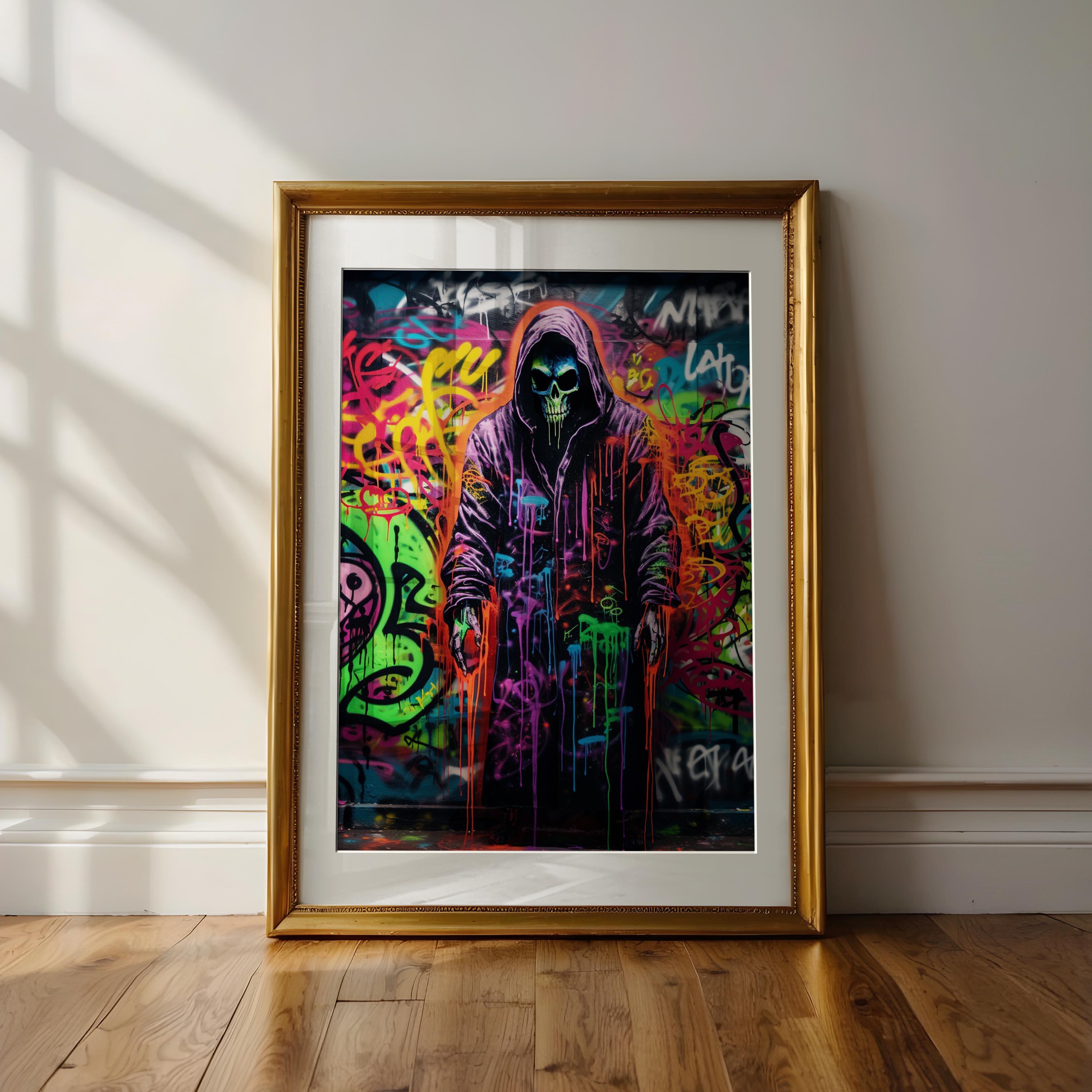 Grim Reaper Graffiti Wall Art, Digital Download Print, Spooky Colorful ...