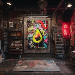 Avocado Graffiti Wall Art, Fruit Art Graffiti Print, Modern, Urban ...