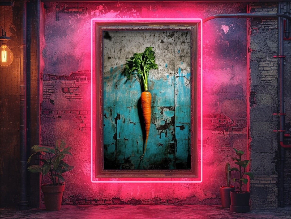 Carrot Graffiti Wall Art, Printable Digital, Colorful Vegetable Wall ...
