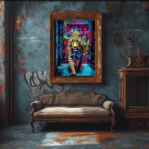 Leopard Graffiti Wall Art, Leopard Poster Painting, Graffiti Print ...