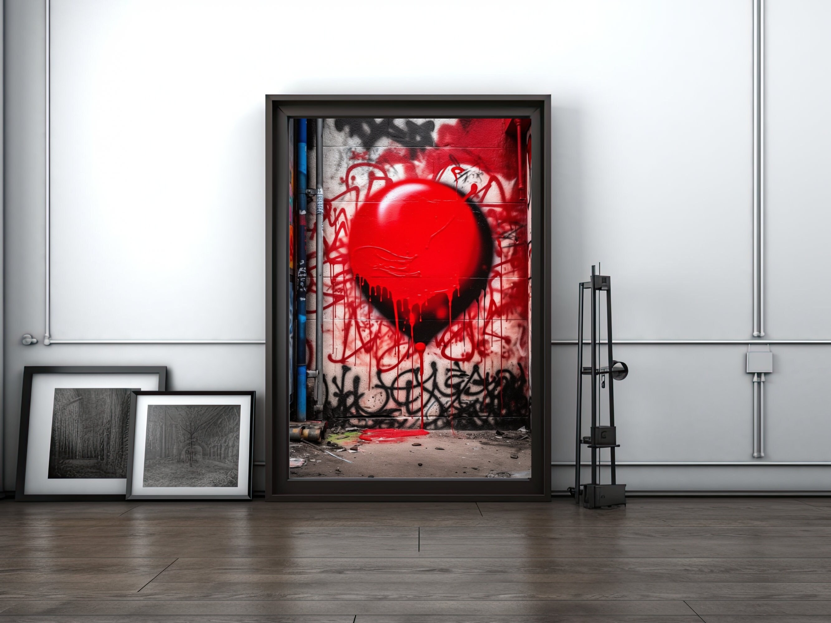 Balloon Graffiti Wall Art, Red Balloon Graffiti Print, Modern, Urban ...