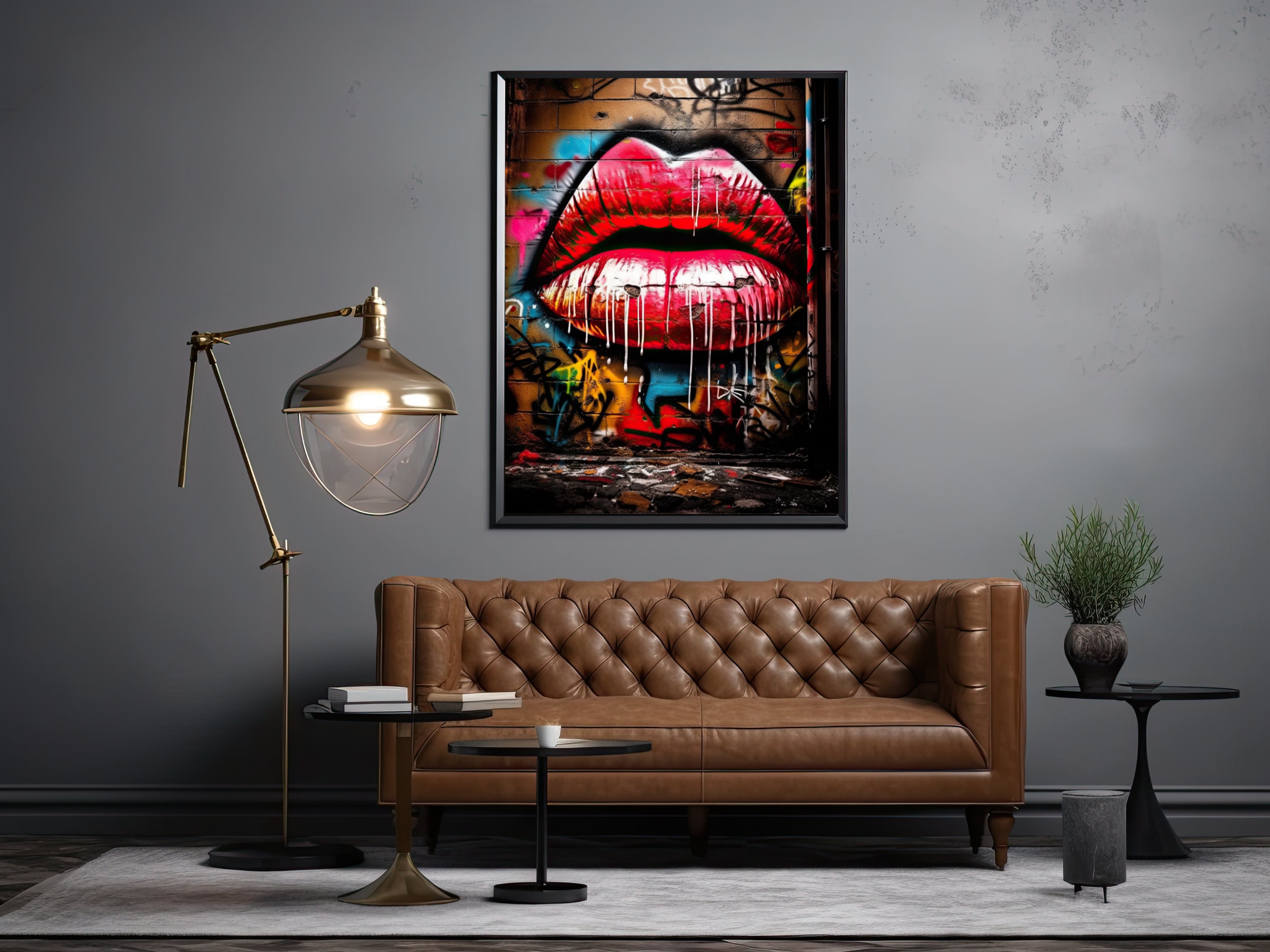 Lips Graffiti Wall Art Printable Art Download Sexy Lips Wall - Etsy