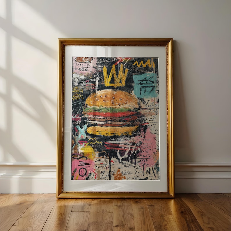 Graffiti Style Food Wall Art Set of 3, Neo-expressionist Fries Burger ...