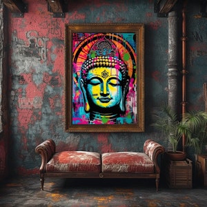 Buddha Graffiti Wall Art, Digital Download, Abstract Colorful Buddha ...
