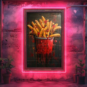 Set of 3 Graffiti Food Art Prints, Hamburger, French Fries, Milkshake ...