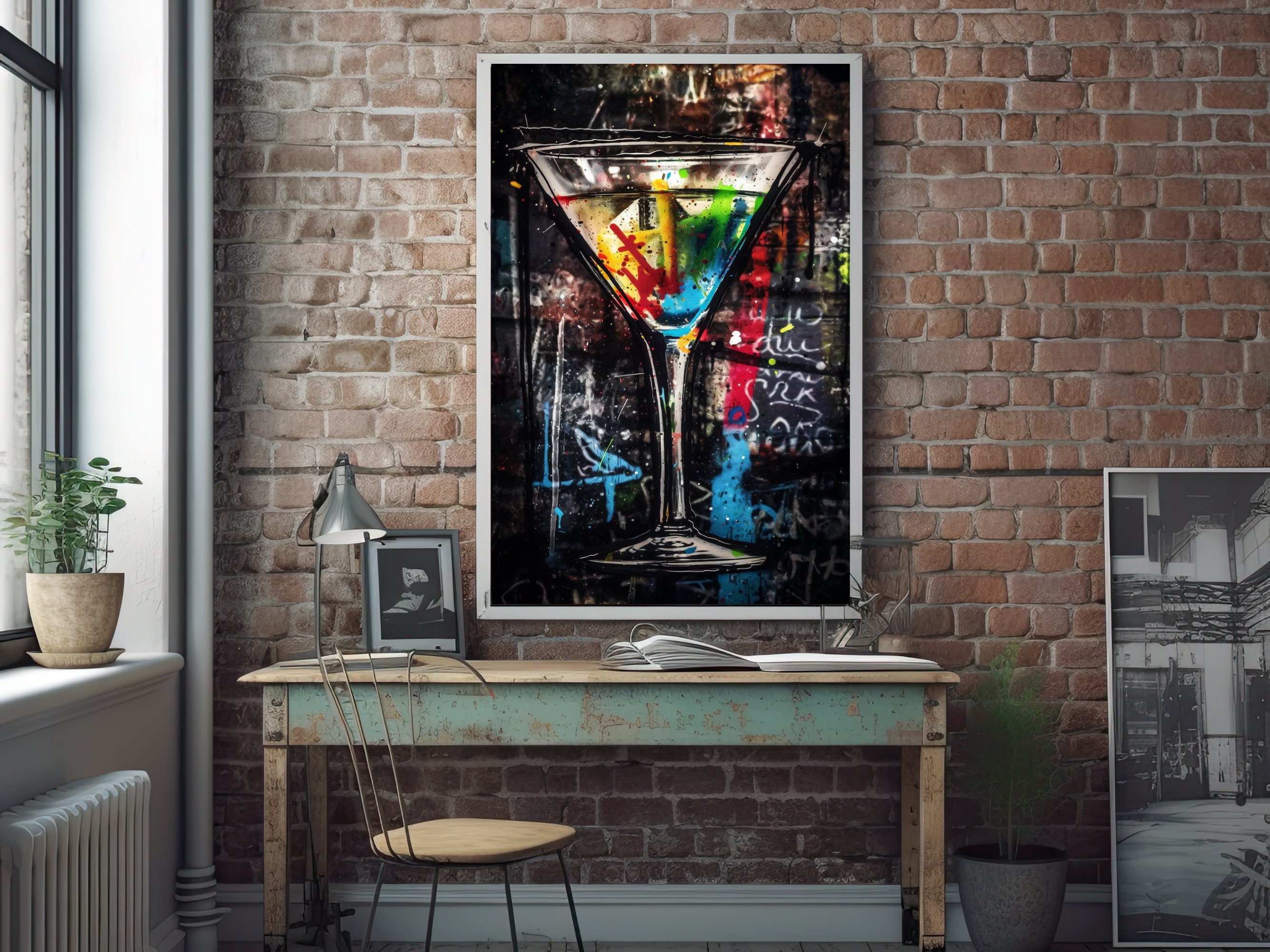 Martini Graffiti Wall Art, Digital Download Print, Cocktail Glass ...