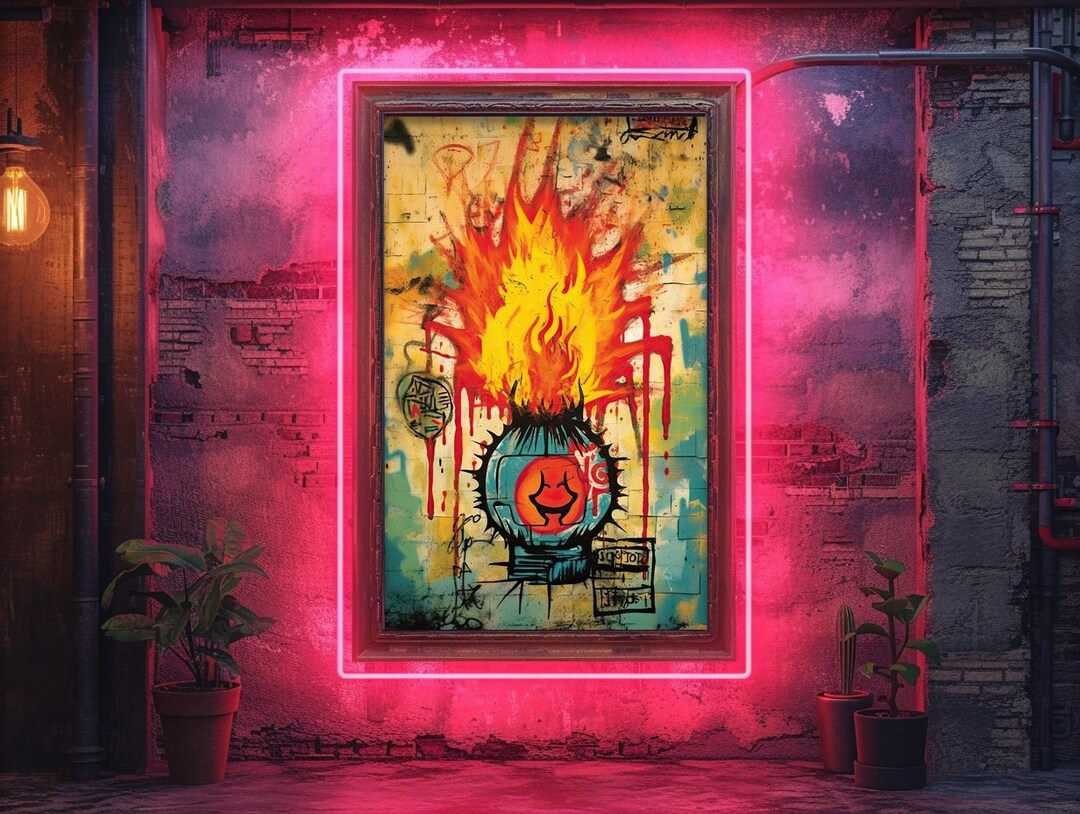 Fire Pit Graffiti Wall Art, Digital Download Print, Modern Street Art ...