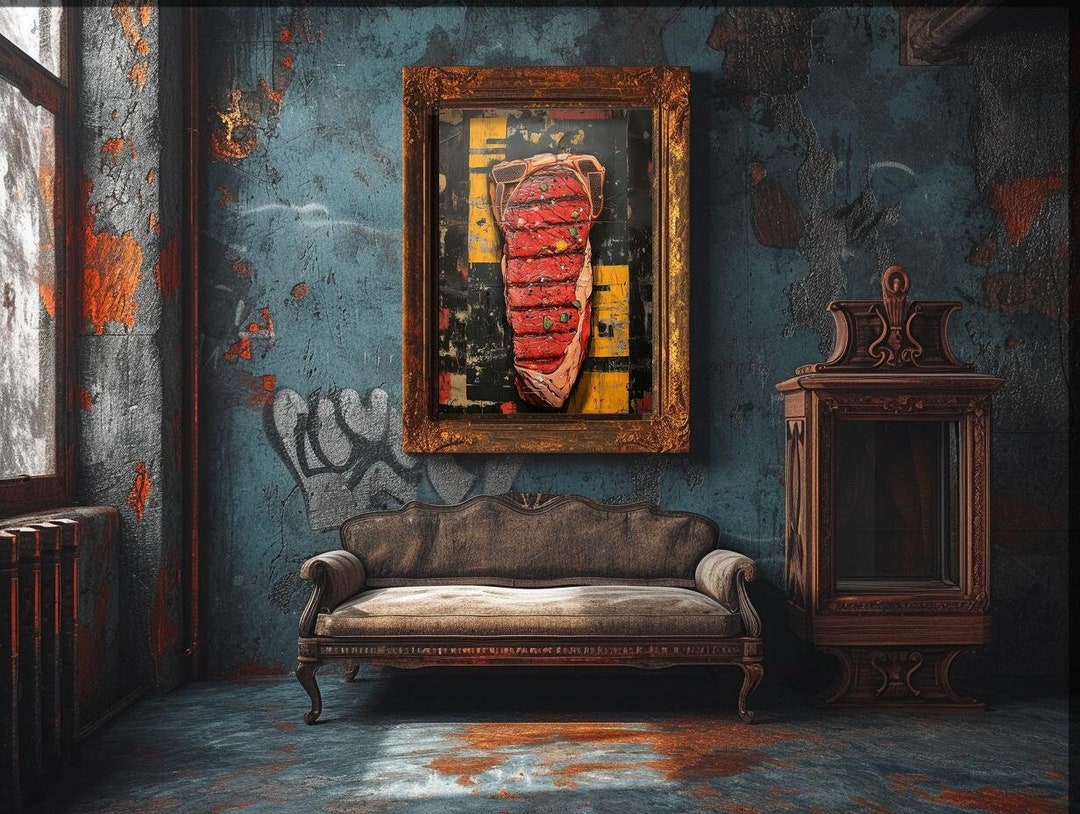 Food Graffiti Wall Art, Urban Steak Wall Decor, Iconic Ribeye Art Print ...