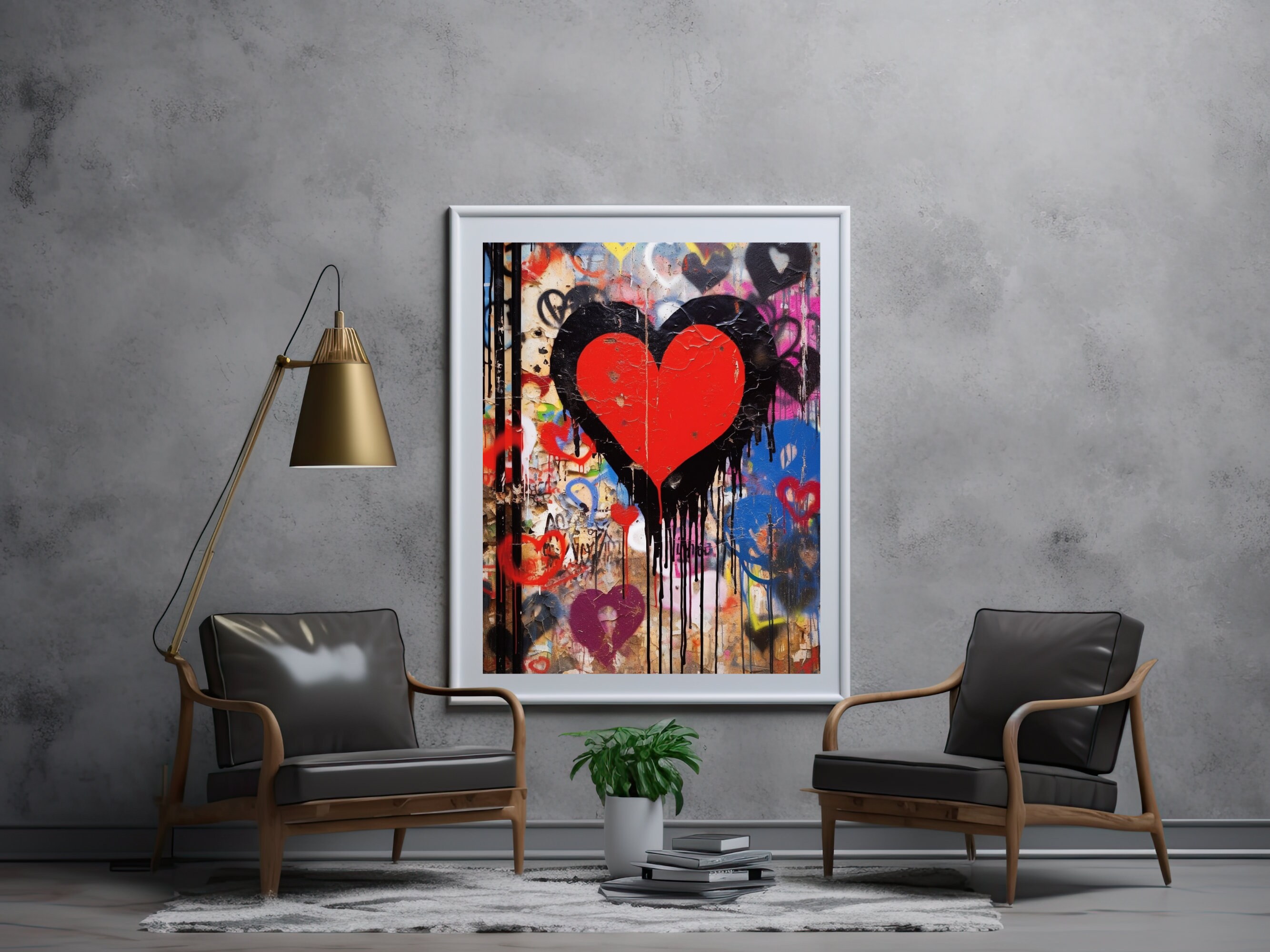 Heart Graffiti Wall Art, Digital Download, Colorful Love Heart Street ...