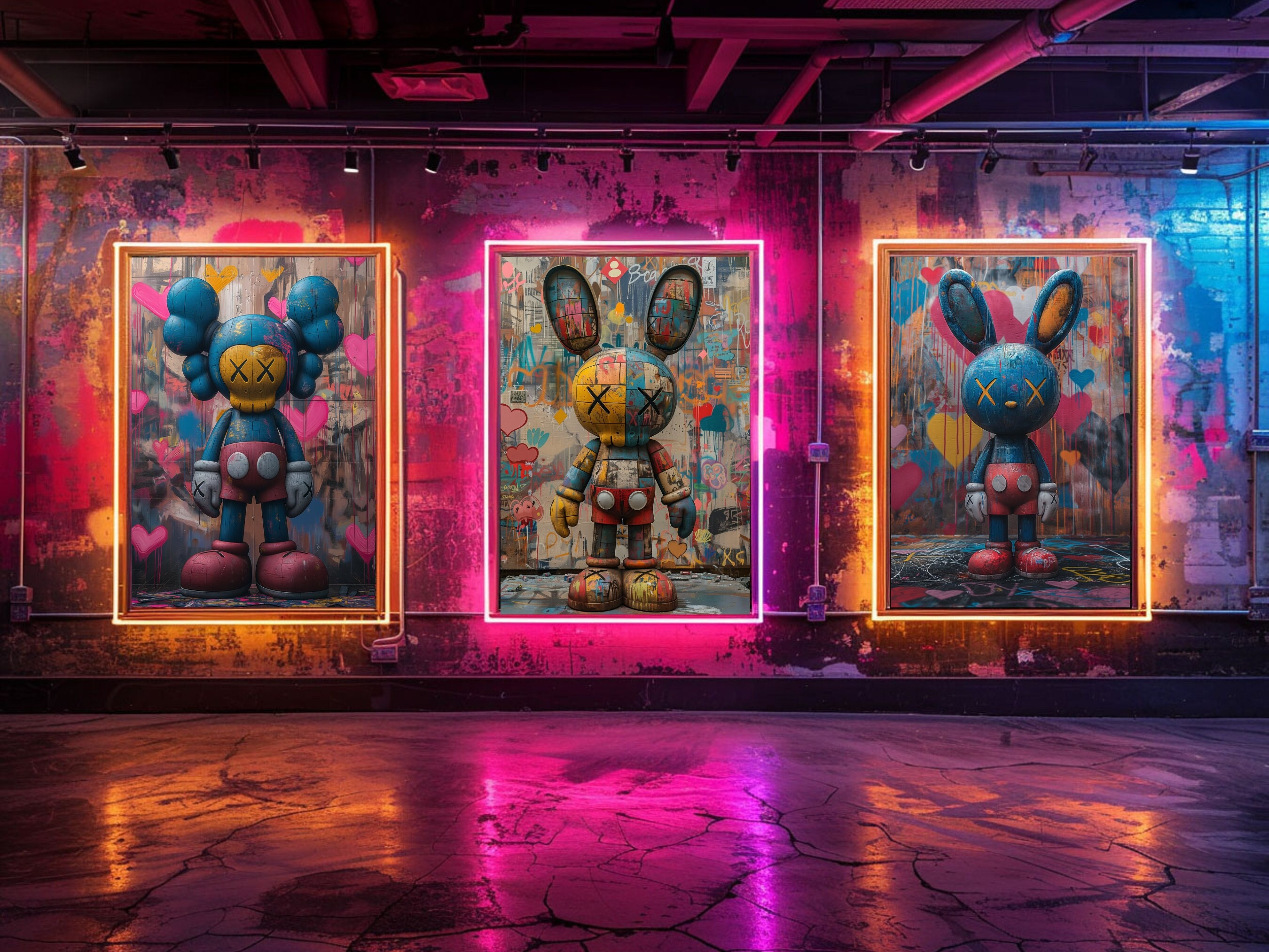 Hypebeast Graffiti Wall Art, Set of 3, Hypebeast Figure Printable Wall ...