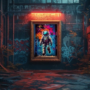 Astronaut Graffiti Wall Art, Digital Download, Modern Street Art Poster ...