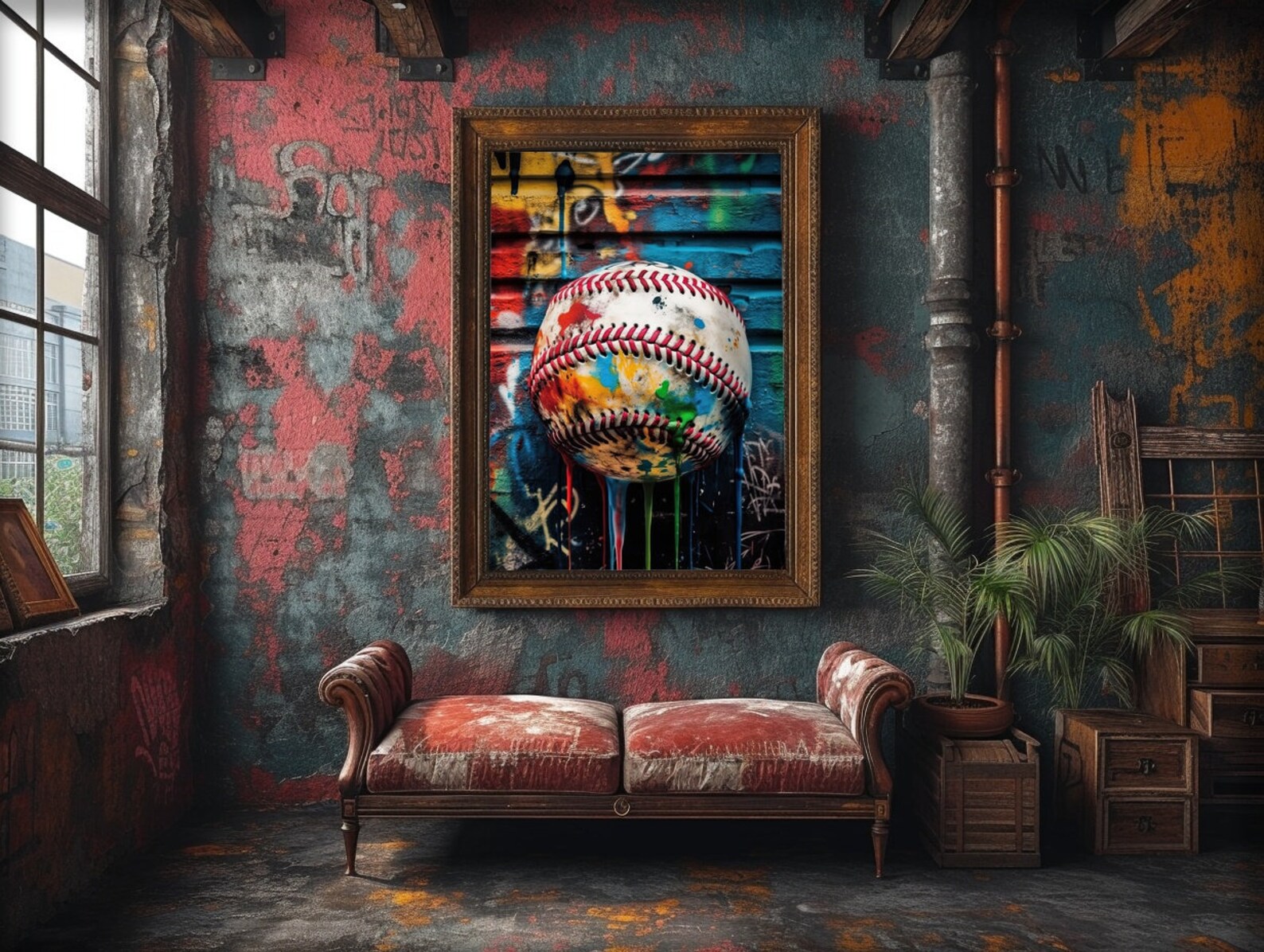 Baseball Graffiti Wall Art, Sports Graffiti Print, Modern, Urban ...