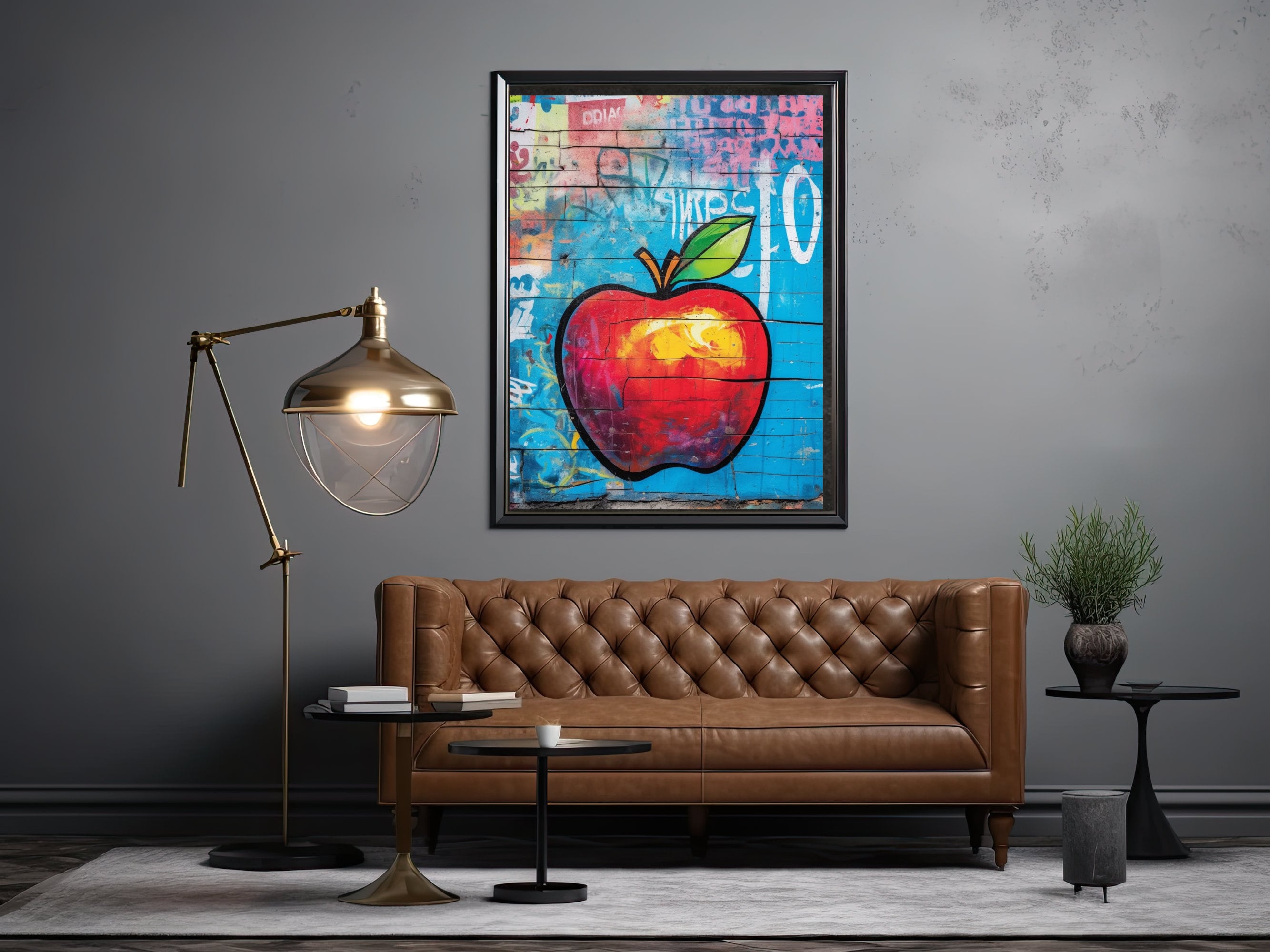 Red Apple Graffiti Wall Art, Digital Download Print, Modern Street Art ...