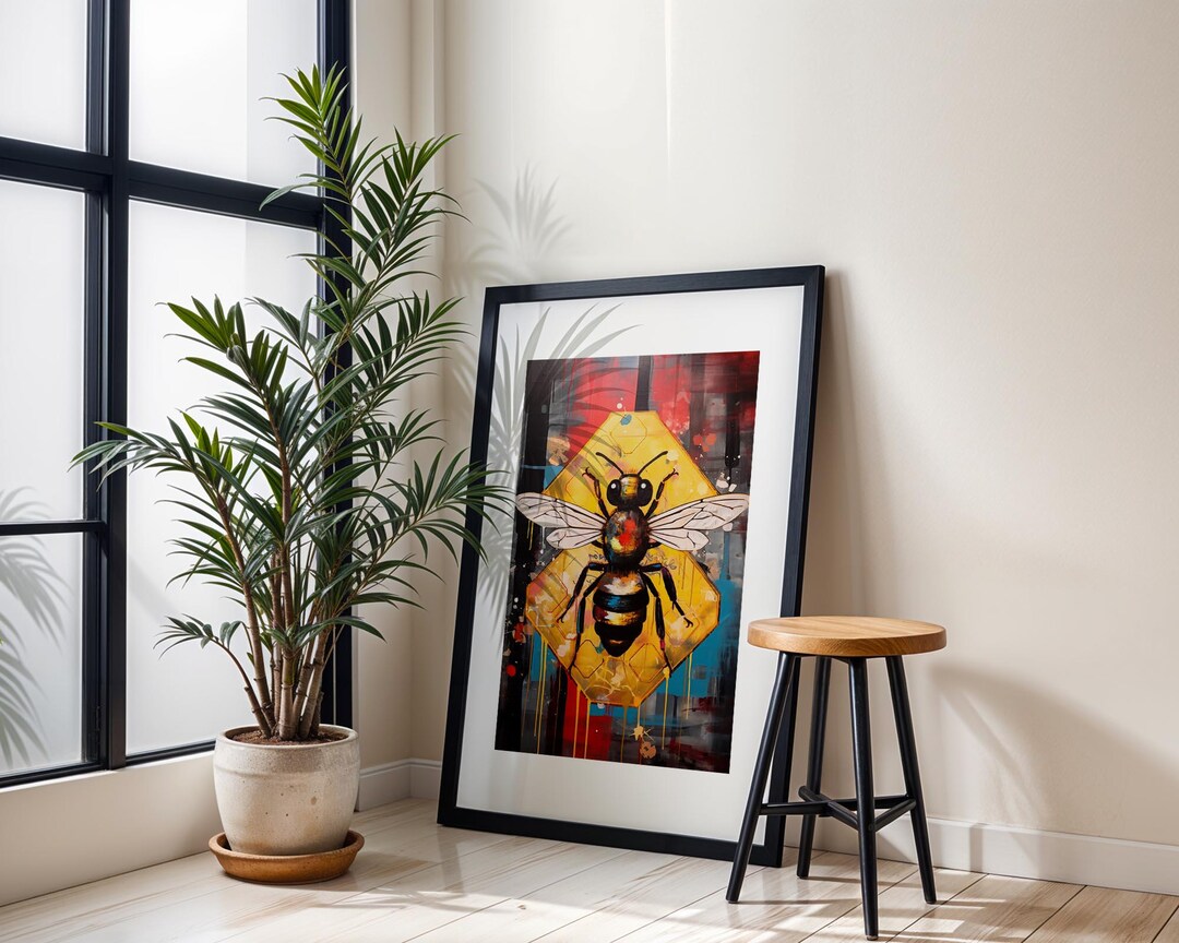 Bee Graffiti Wall Art, Digital Print, Colorful Bumble Bee Wall Decor ...
