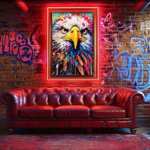 American Bald Eagle Graffiti Wall Art, Fierce Bald Eagle Graffiti Print ...