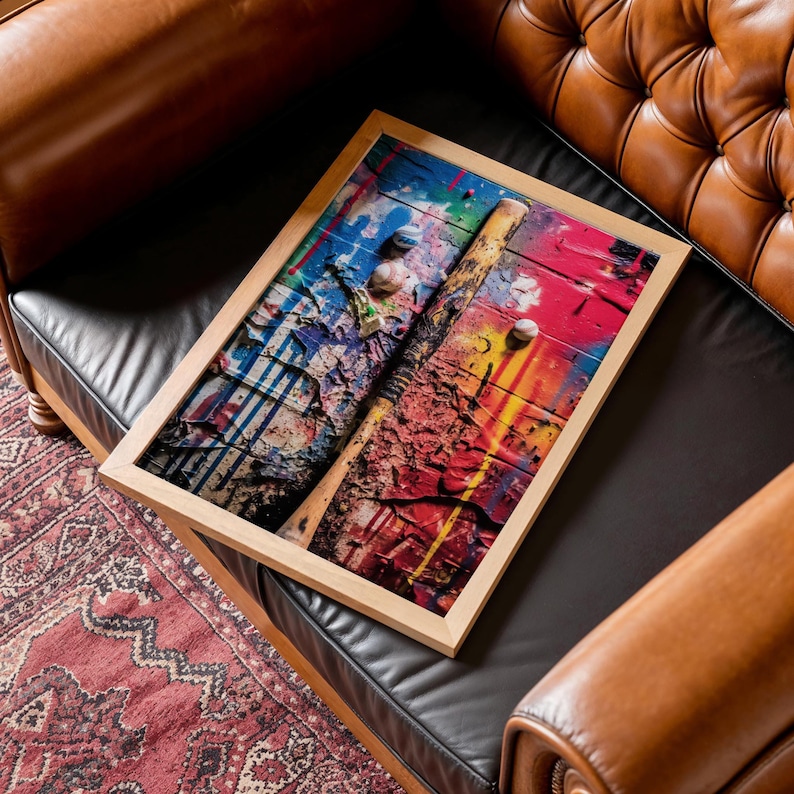 Baseball Bat Graffiti Wall Art, Printable Digital, Colorful Baseball ...