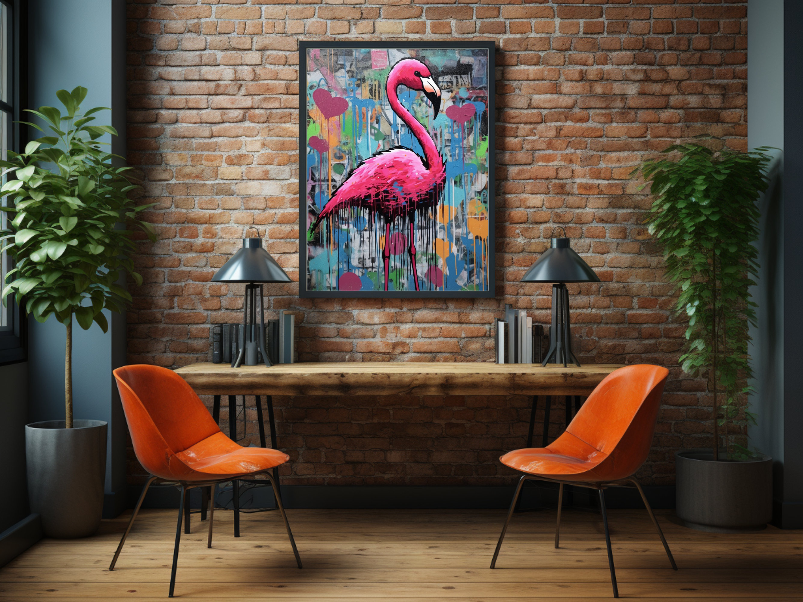 Flamingo Graffiti Wall Art Printable Digital Colorful - Etsy