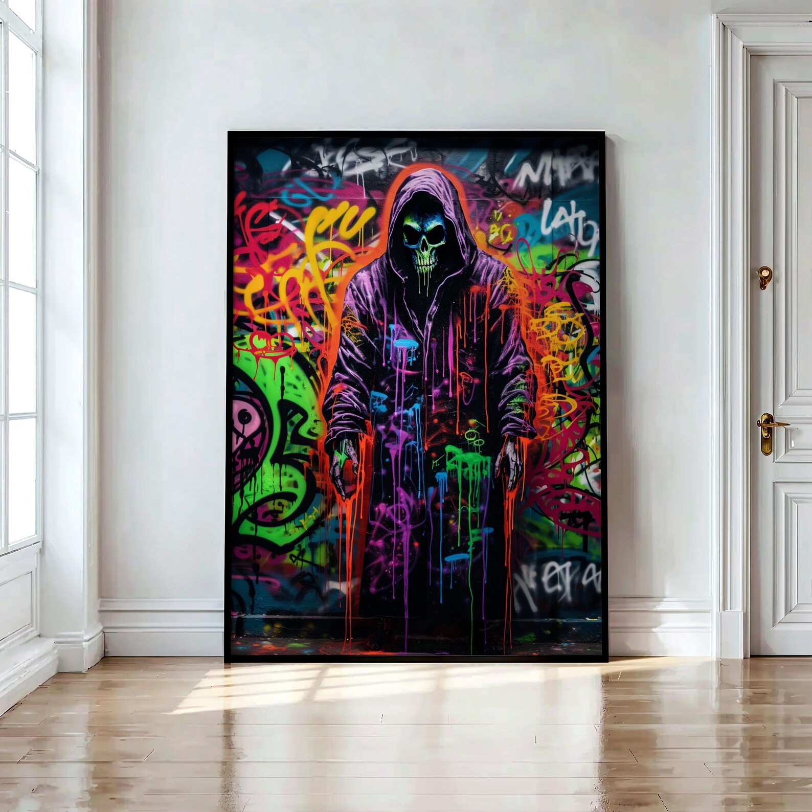Grim Reaper Graffiti Wall Art, Digital Download Print, Spooky Colorful ...