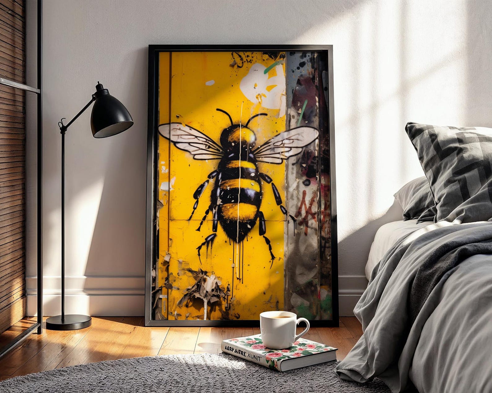 Colorful Bee Street Art, Urban Honey Bee Digital Print, Graffiti Style ...