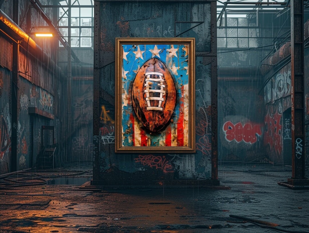 Urban Graffiti Football Art, Bold American Sports Digital Print ...