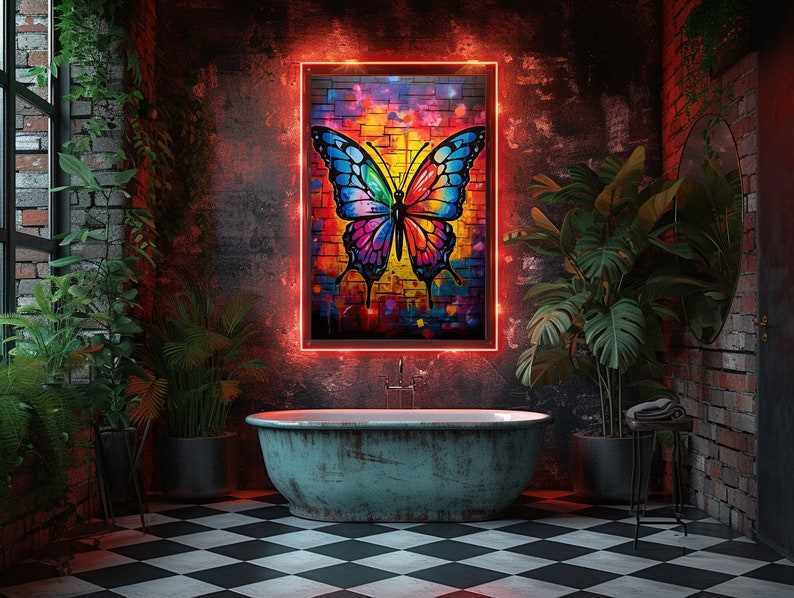 Butterfly Graffiti Wall Art, Digital Butterfly Art Print, Insect Poster ...