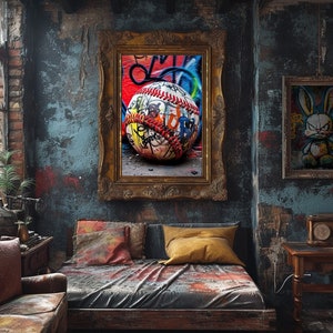 Baseball Graffiti Wall Art, Digital Print, Colorful Sports Wall Decor ...