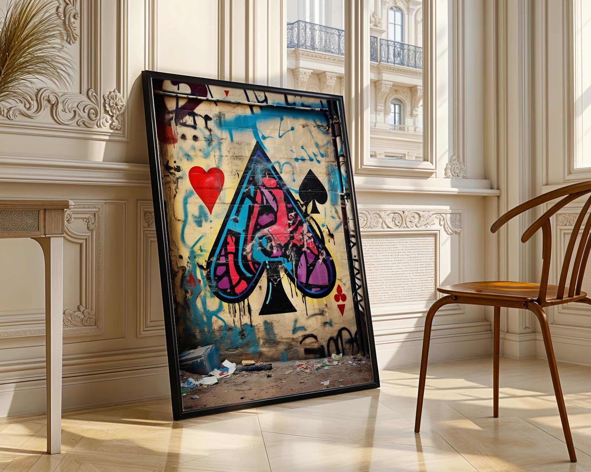 Ace of Spades Graffiti Wall Art, Printable Digital Colorful Playing ...